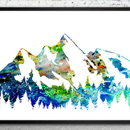 Mountain Watercolor Painting Art Printwatercolor - Etsy