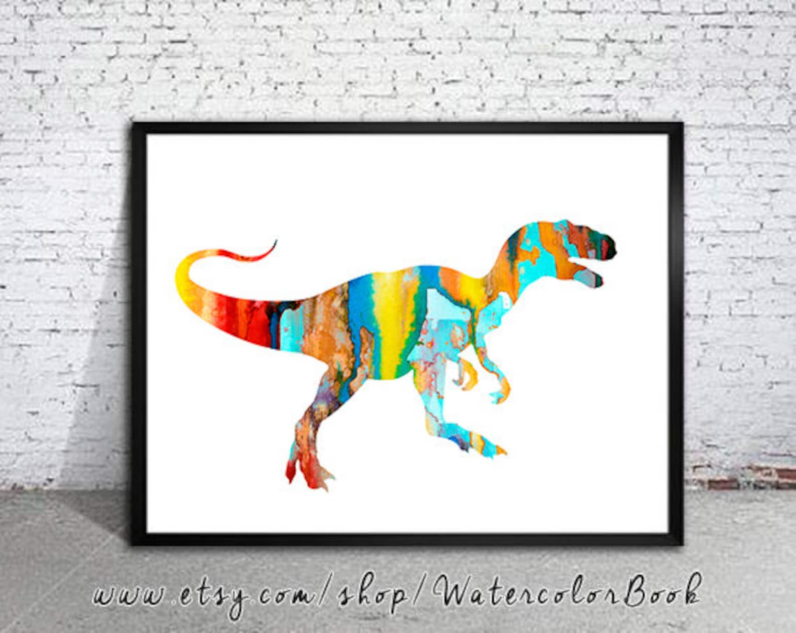 Tyrannosaurus Rex T-rex Dinosaur Print Watercolor Painting - Etsy