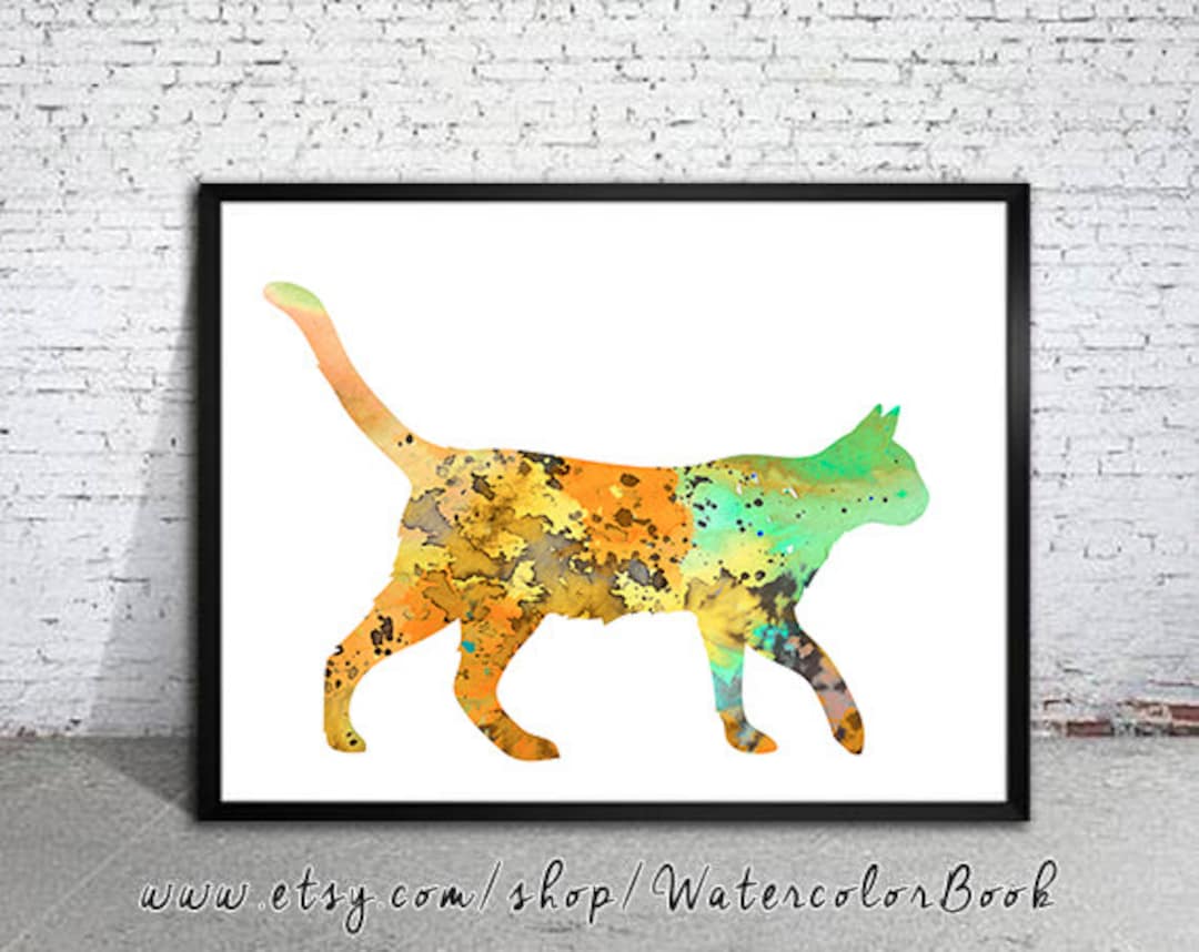 Cat 5 Watercolor Print, Fine Art Print, Children's Wall, Art Home Decor ...