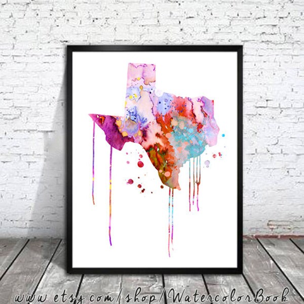Texas Watercolor - Etsy