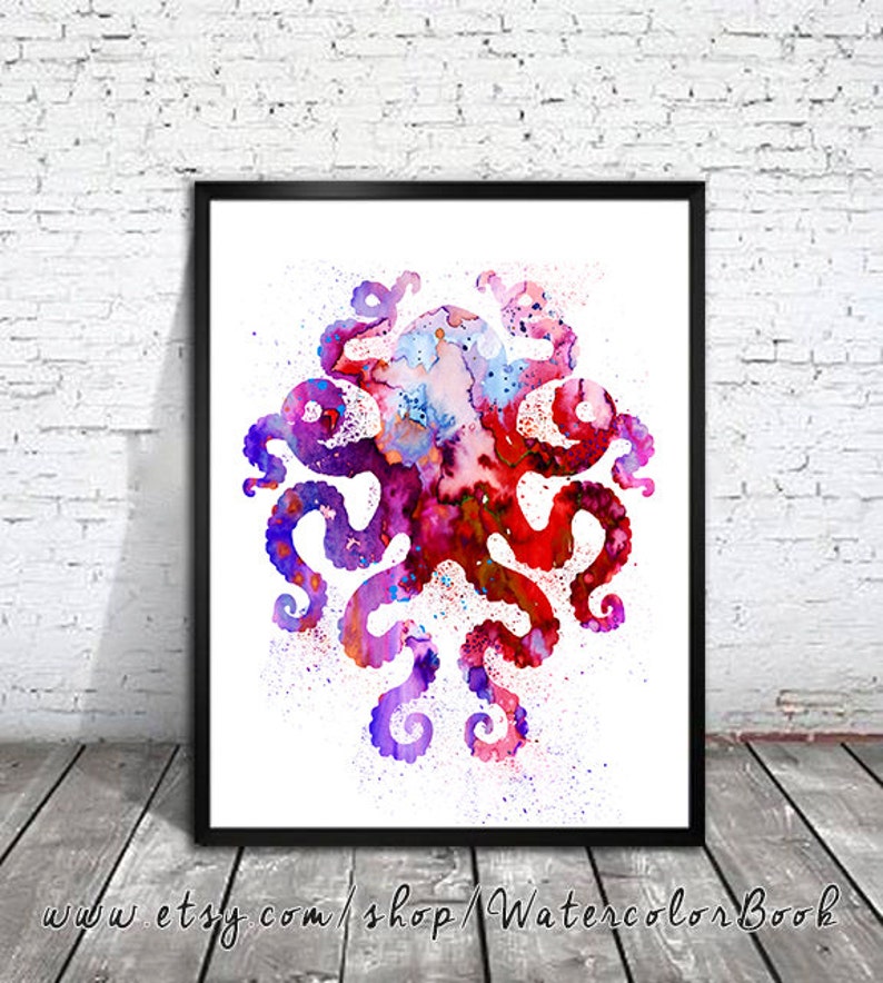 Octopus print Nautical prints Ocean art Sea print | Etsy