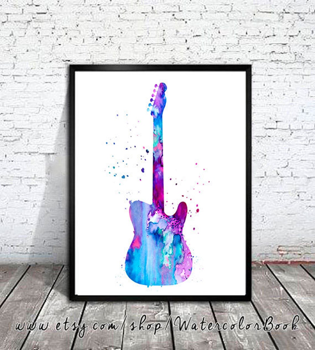 Guitar Watercolor Art Print: Music Room Illustration - Etsy