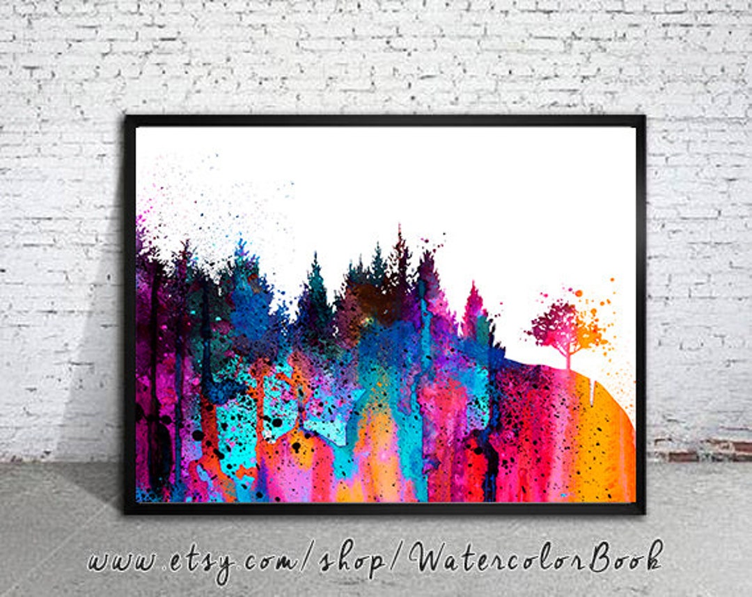 Forest 4 Watercolor Painting Art Print, Watercolor Poster, Handmade ...