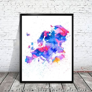 WATERCOLOR Europe MAP, Europe Map, Watercolor Painting. Watercolor ...