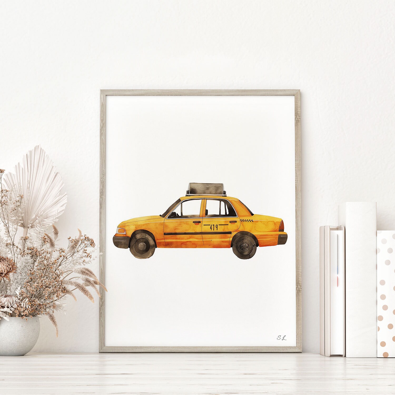 Taxi Wall Art Print: Whimsical Nursery Decor - Etsy