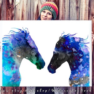 Horses Love Print, Horse Art, Watercolor Painting, Watercolor Art ...