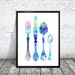Cutlery Watercolor Print Watercolor Painting Watercolor - Etsy