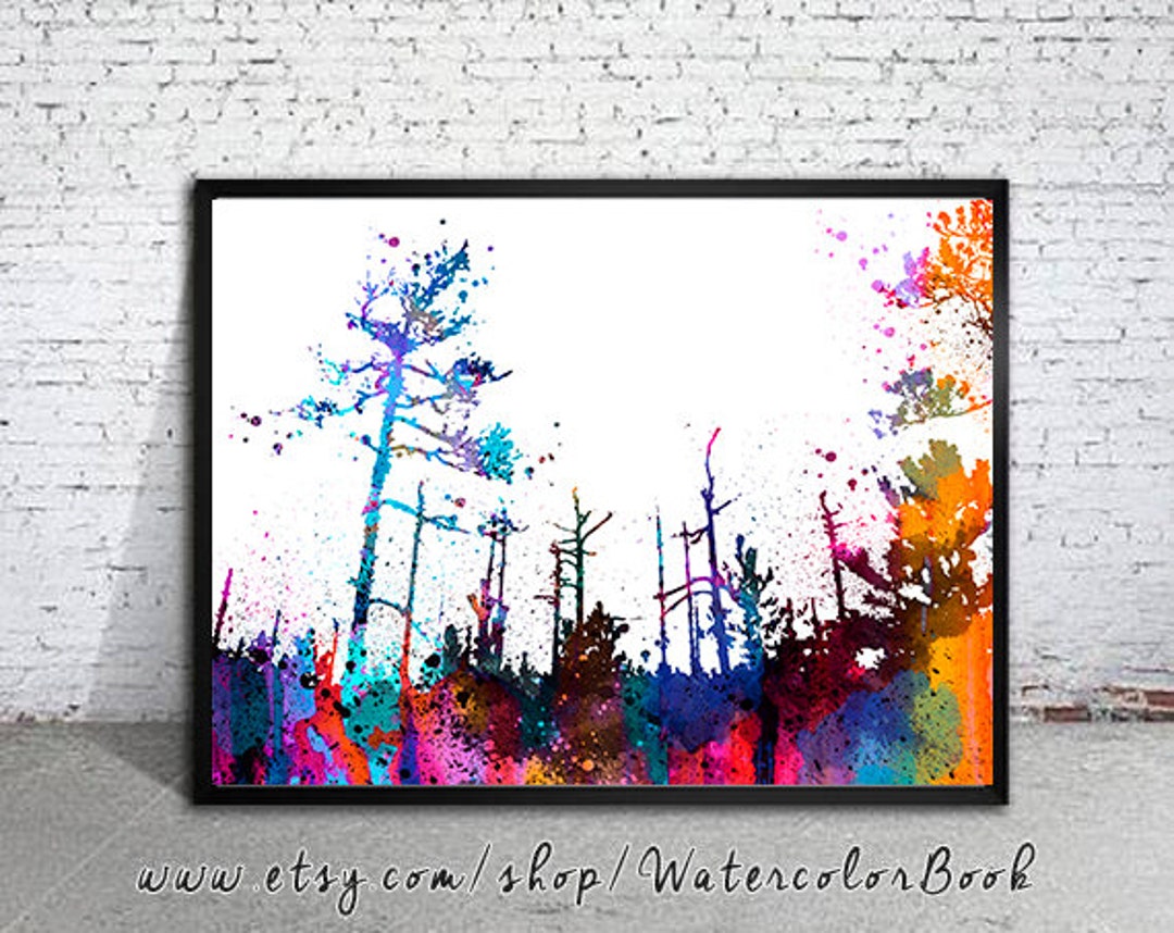 Forest 5 Watercolor Painting Art Print, Watercolor Poster, Handmade ...
