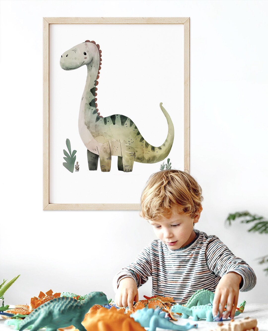 Brontosaurus Dinosaur Wall Art Print, Watercolor Kids Room Decor, Home Decor, Brontosaurus ...