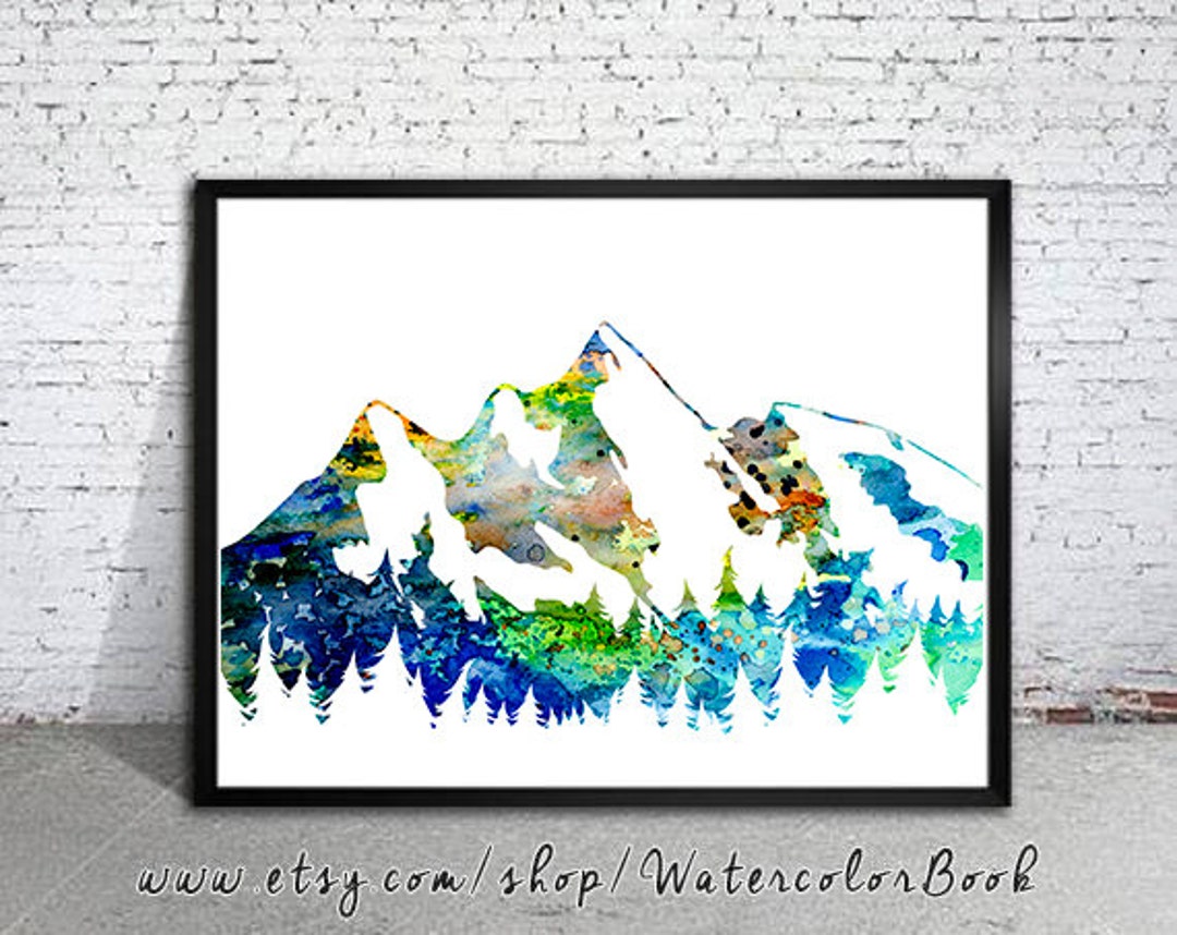 Mountain Watercolor Painting Art Print,watercolor Poster,handmade ...