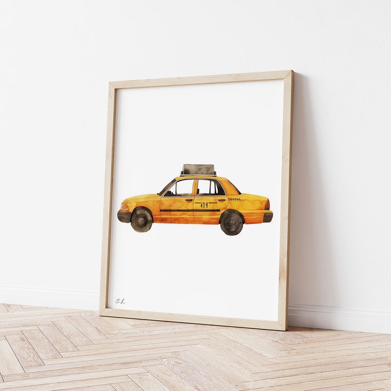 Taxi Wall Art Print: Whimsical Nursery Decor - Etsy