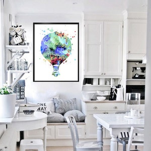 Hot Air Balloon 2 Watercolor Print, Children's Wall Art, Home Decor ...