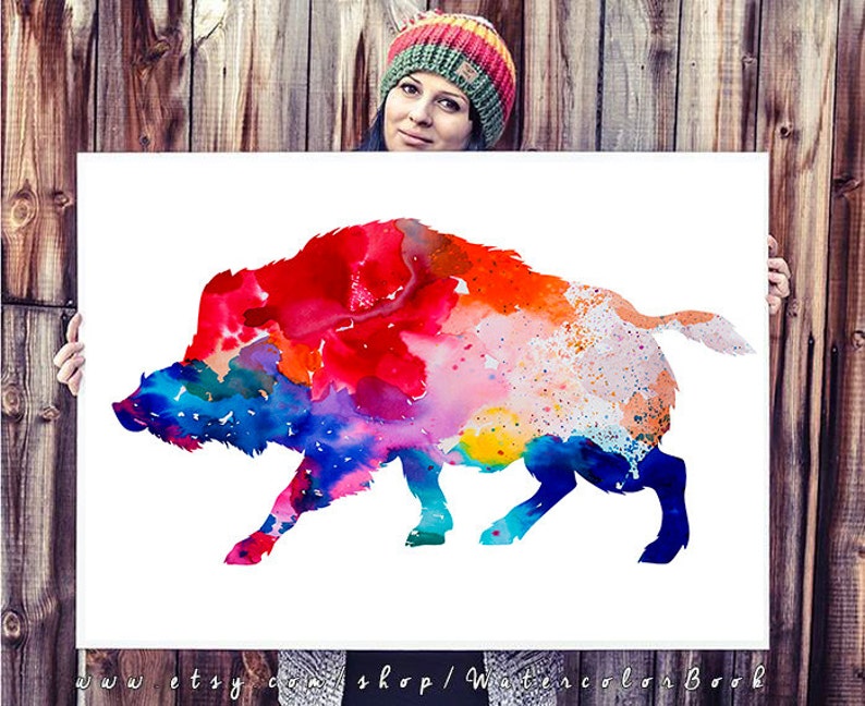 Wild Boar Print Watercolor Print Animal Art Art Print | Etsy