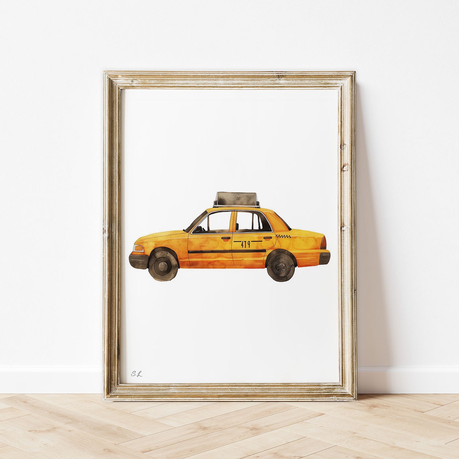 Taxi Wall Art Print: Whimsical Nursery Decor - Etsy