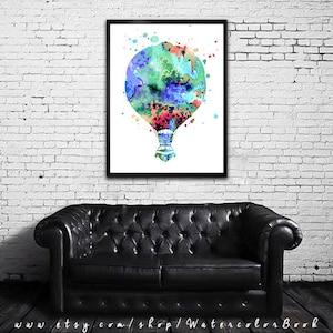 Hot Air Balloon 2 Watercolor Print, Children's Wall Art, Home Decor ...