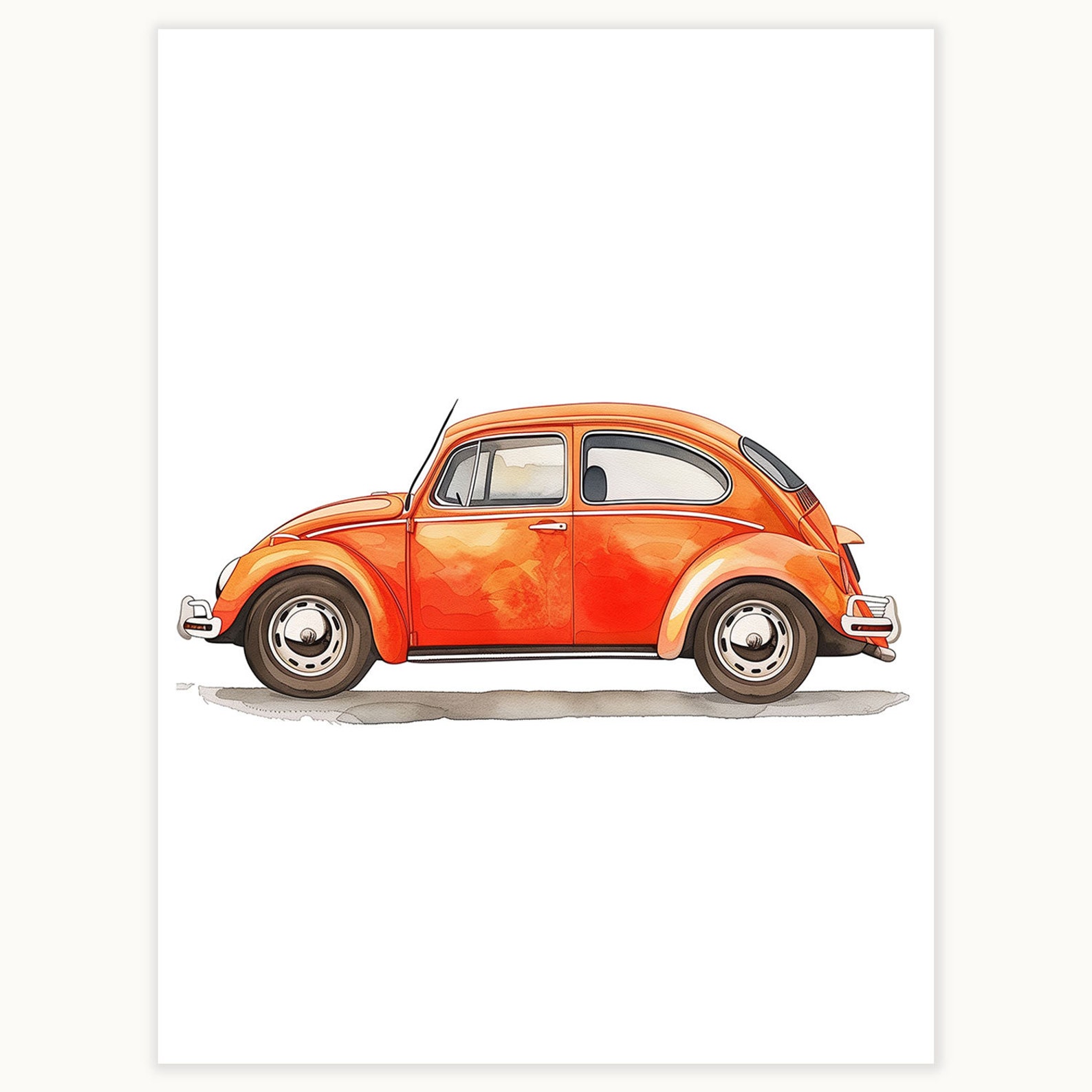 Red Retro Car Print: Vintage Nursery Wall Art - Etsy