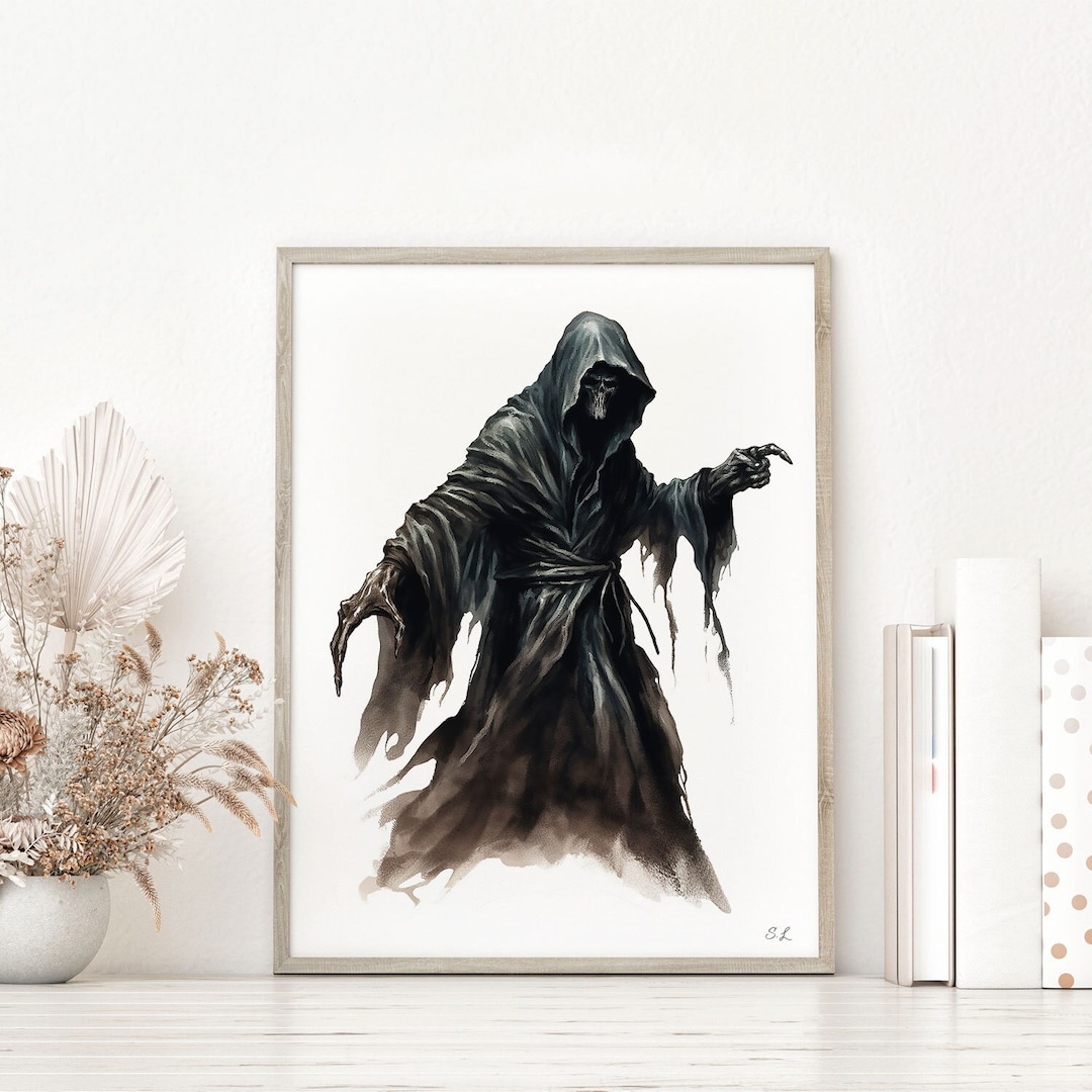 Spooky Ghost Design for Printable Wall Decor, Scary Ghost Watercolor ...