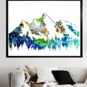 Mountain Watercolor Painting Art Print,watercolor Poster,handmade ...