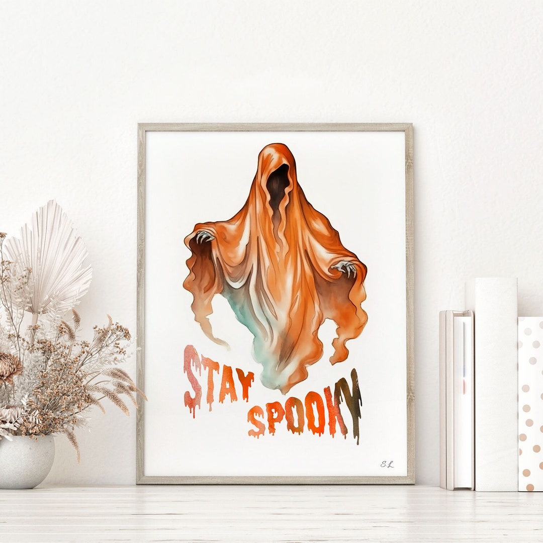 Ghost Watercolor Art, Halloween Design for Printable Wall Decor With ...