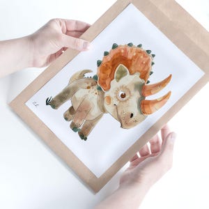 Dinosaur Triceratops Art Print, Triceratops Wall Art Decor for Kids ...