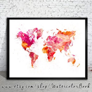 WATERCOLOR MAP - World Map. Watercolor Painting. Watercolor Poster ...