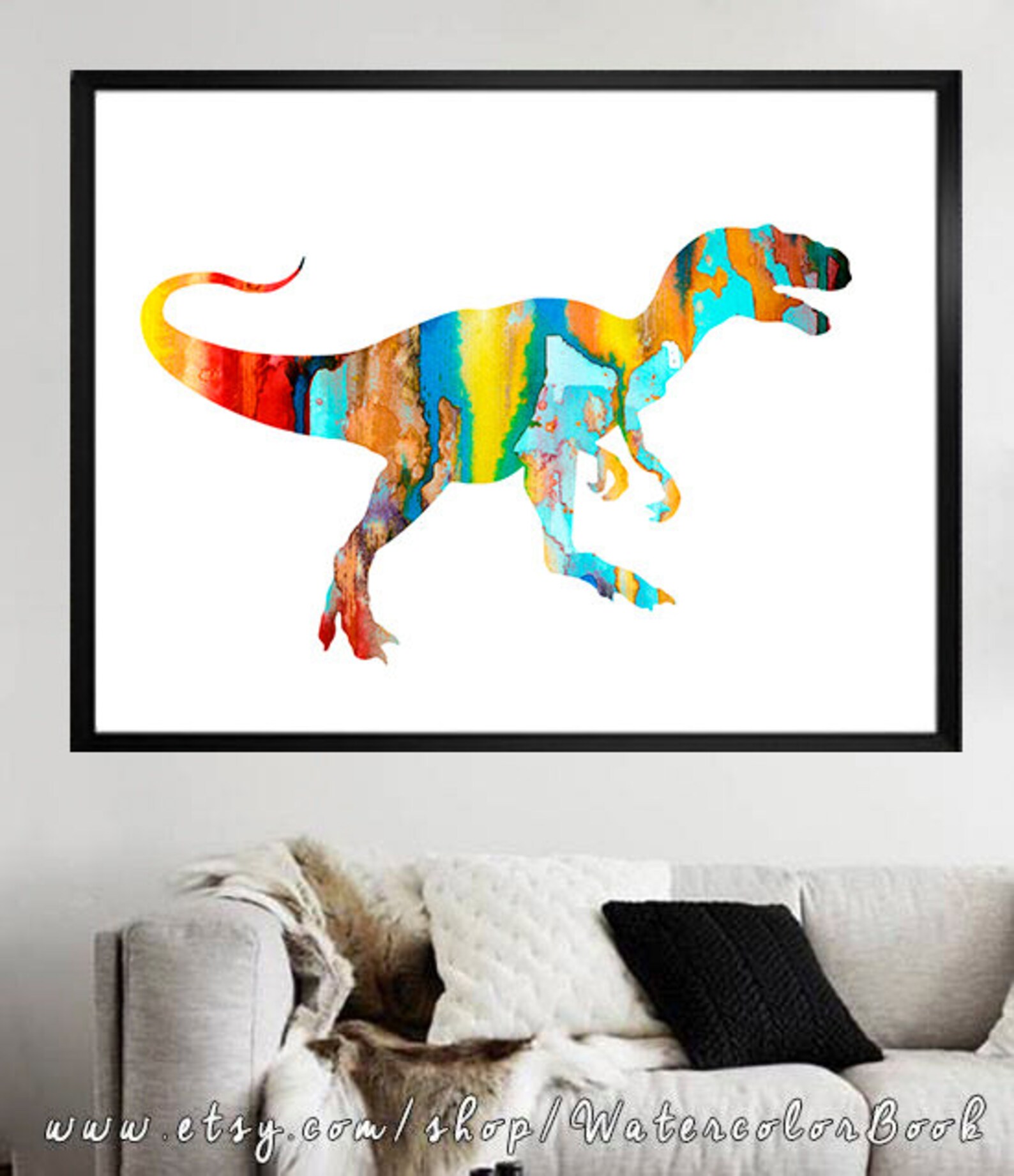 Tyrannosaurus Rex T-rex Dinosaur Print Watercolor Painting - Etsy