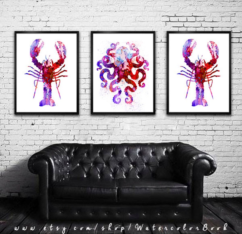 Octopus print Nautical prints Ocean art Sea print | Etsy