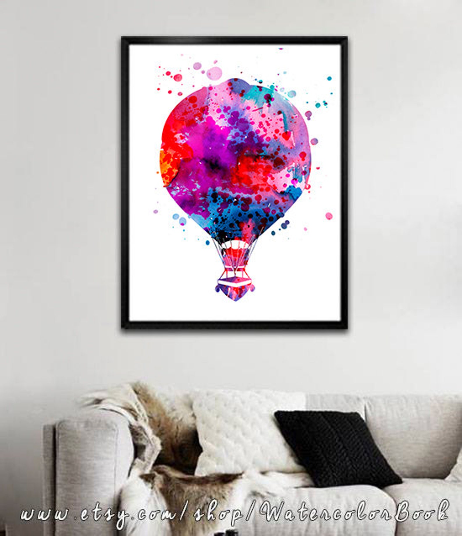 Hot Air Balloon Watercolor Print Children's Wall Art - Etsy