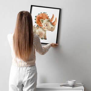 Dinosaur Triceratops Art Print, Triceratops Wall Art Decor for Kids ...