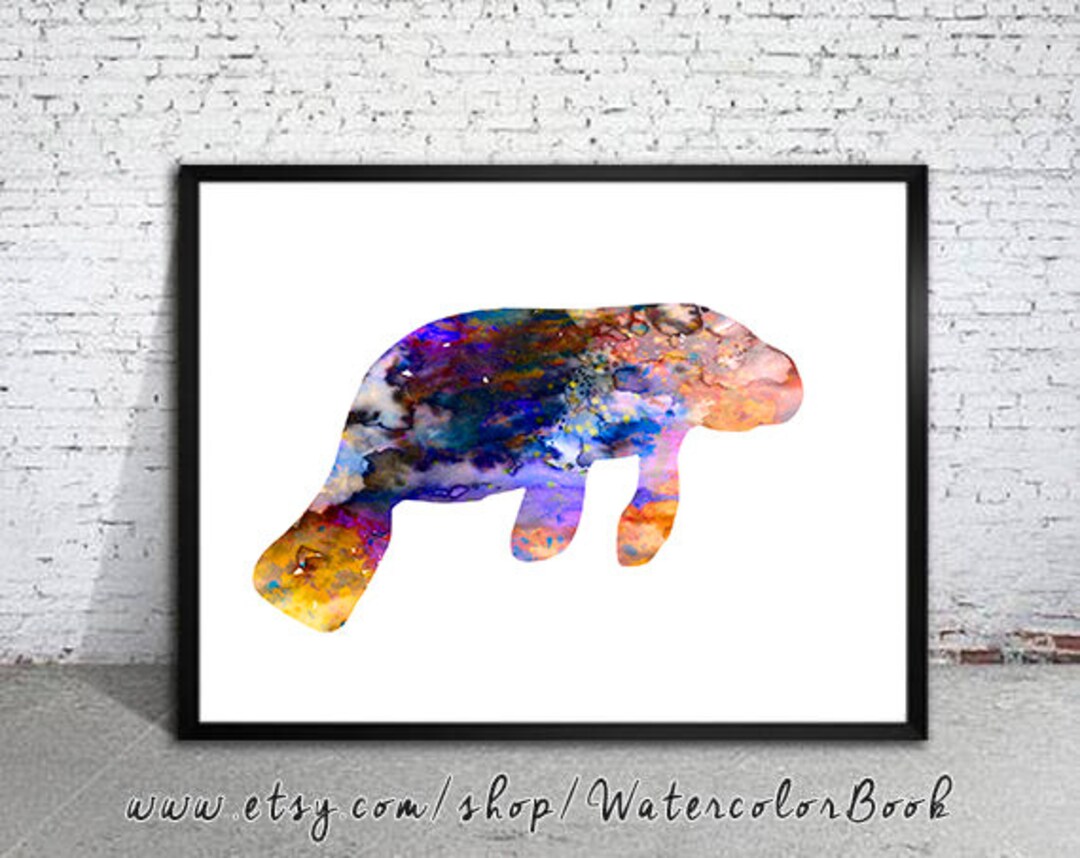 Manatee Print, Nautical Prints, Ocean Art, Sea Print, Watercolor Print ...