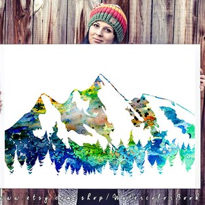 Mountain Watercolor Painting Art Print,watercolor Poster,handmade ...