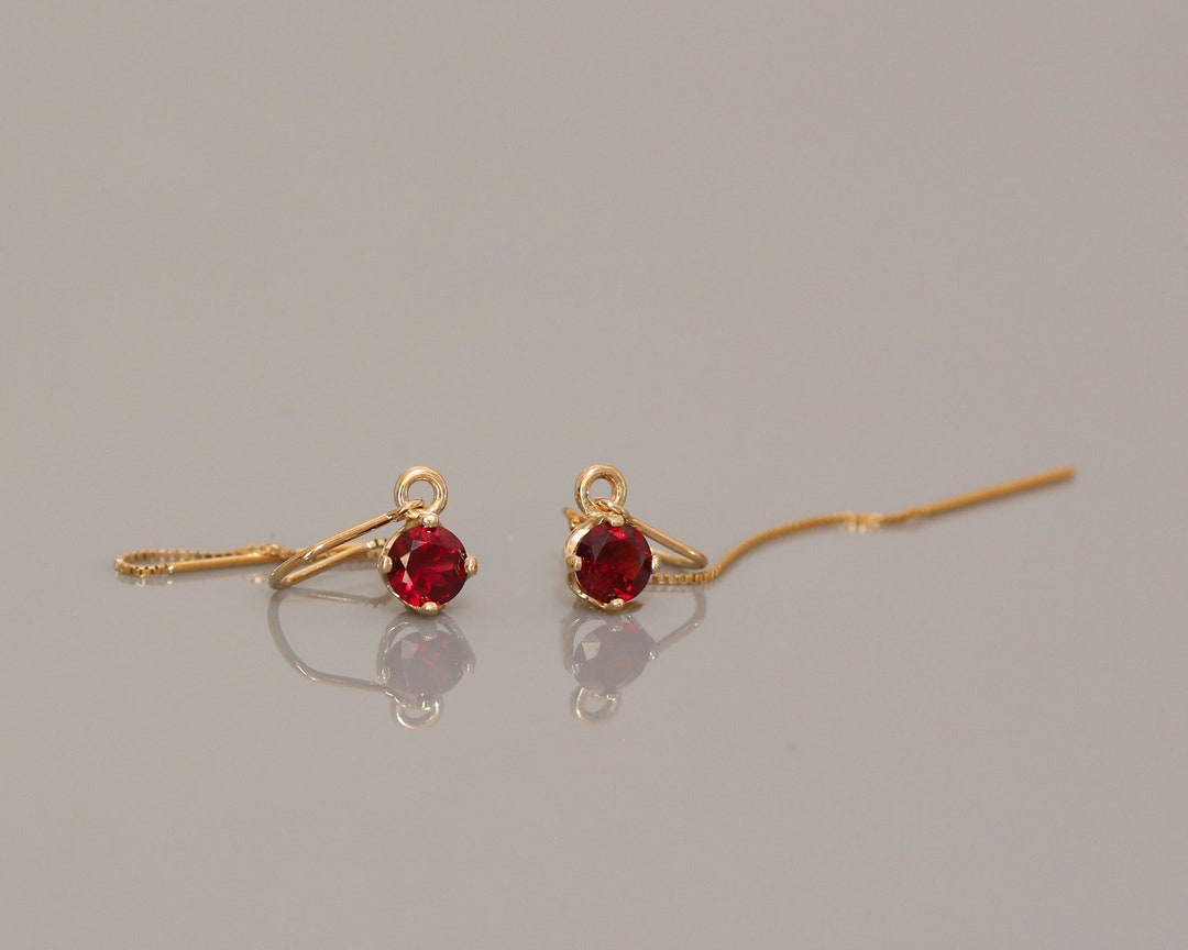 Handcrafted Arizona Ant Hill Garnet Earrings: 14kt Gold Threaders - Etsy