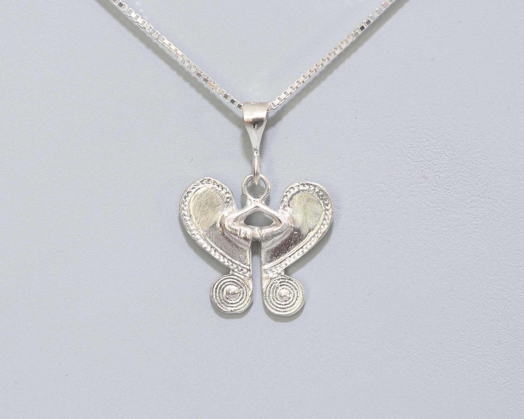 Pre-columbian Style Nose Ornament in 925 Sterling Silver Pendant With ...