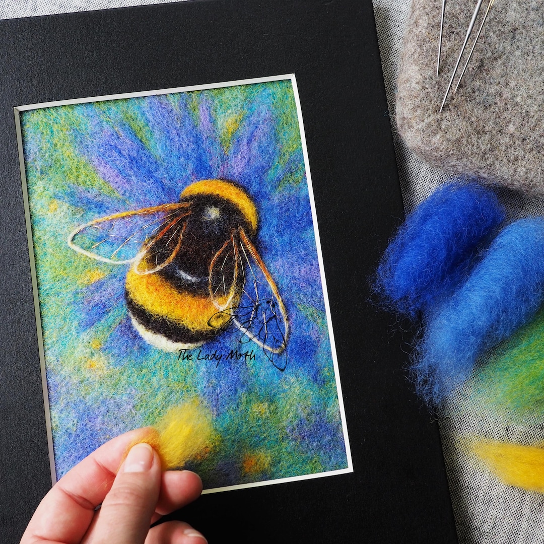 Needle Felt Bumblebee Wool Painting - Includes Online Video Tutorials ...