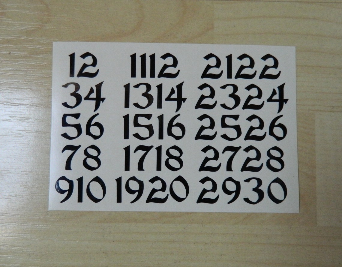Calligraphy Font Numbers 1-30 Sticky Back Vinyl for crafts 15 | Etsy