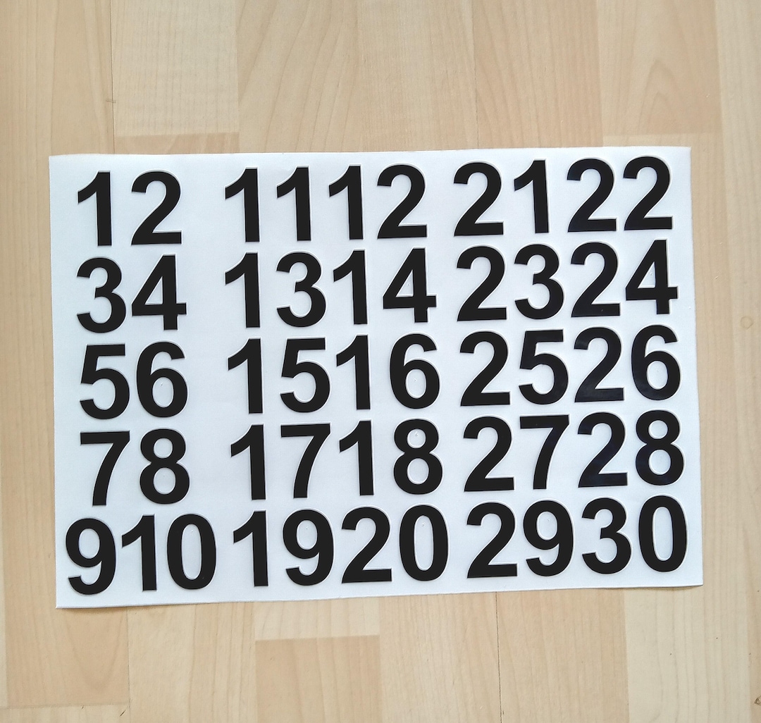 Arial Bold Vinyl Numbers 1-30: Sticky Back Decals, Crafting, Signs 10 ...