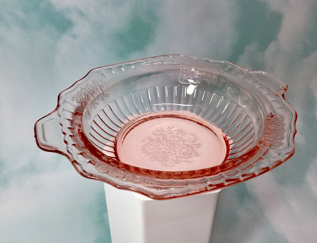 1930s Pink Mayfair Pattern Depression Glass Handled Vegatable Bowl by ...