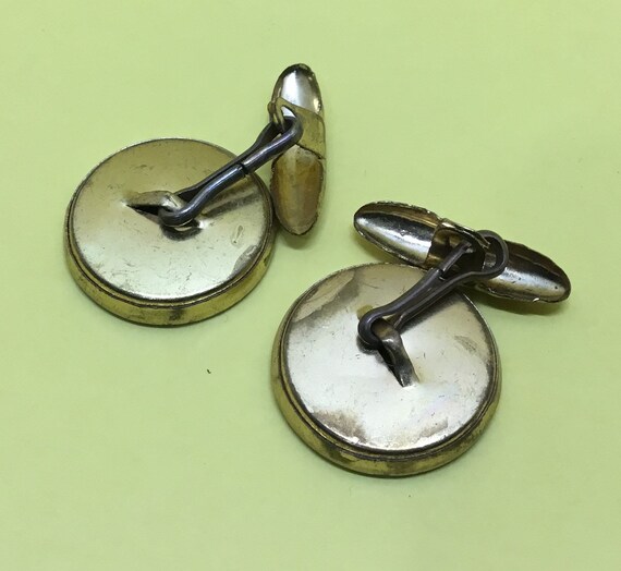 1940s Bronze Tone Lightweight Ship Cufflinks - Gem
