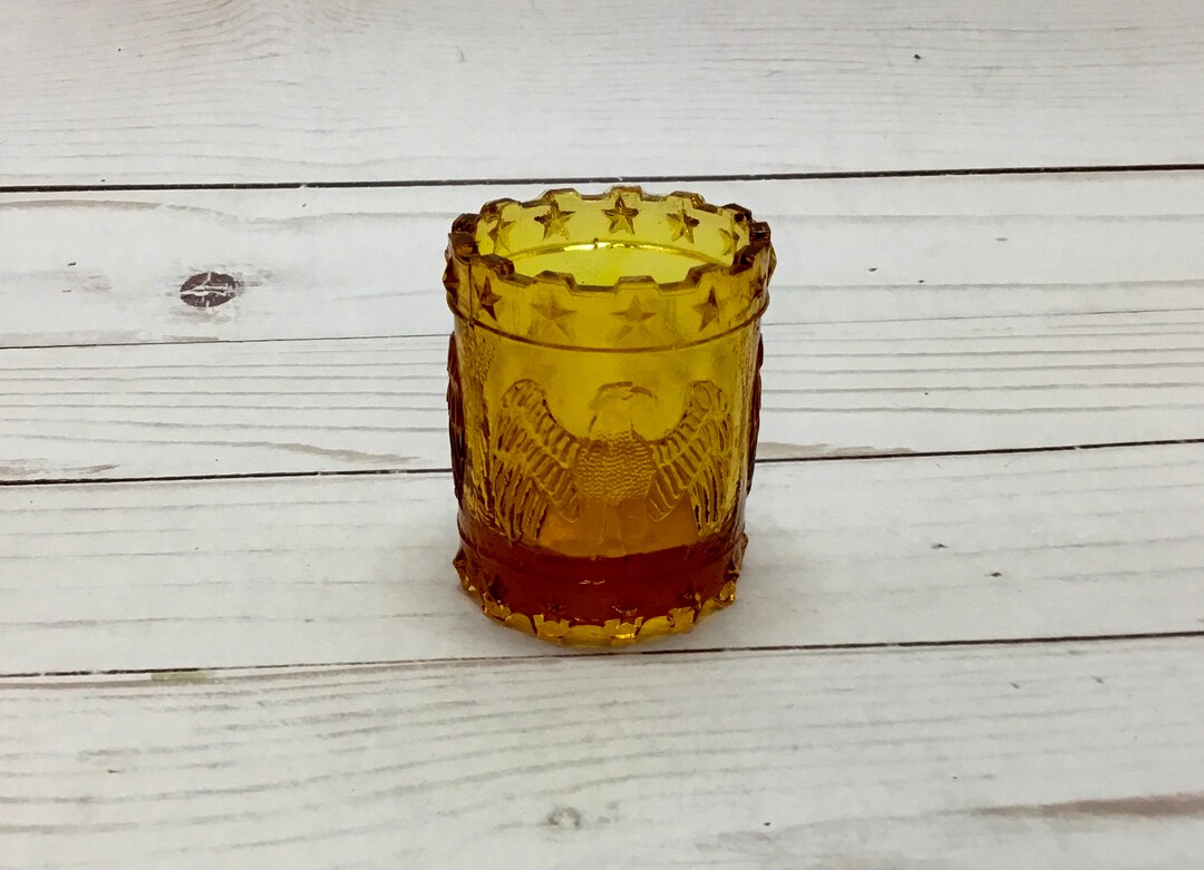 Amber Cut Glass Eagle & Stars Toothpick Holder - Etsy