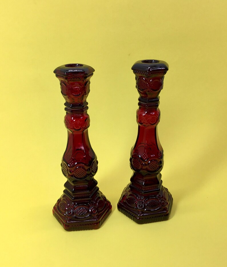 1975 AVON Cape Cod Collection Ruby Red Pair of Candlestick - Etsy