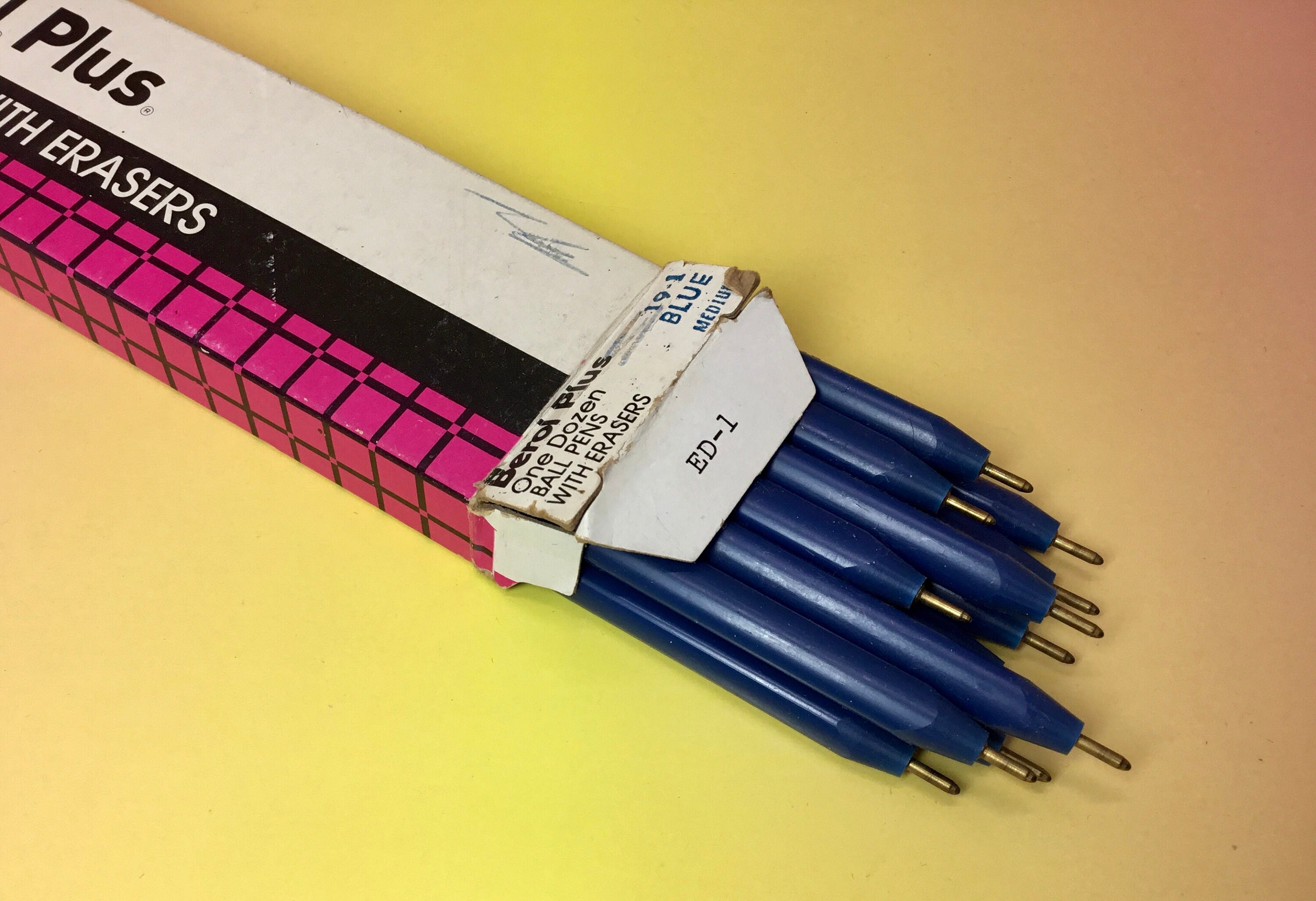 Berol Plus Ball Pens With Erasers, Blue Medium 810 - Etsy