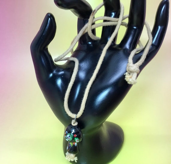 Trippy Glass Multicolored Mushroom Necklace 1990’s Vi… - Gem