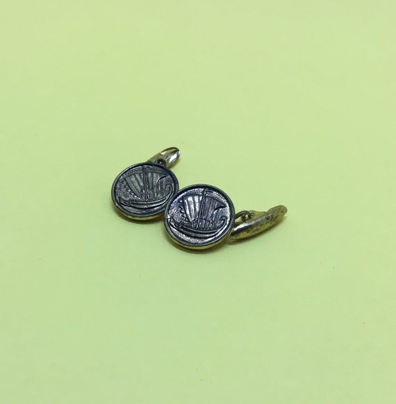 1940s Bronze Tone Lightweight Ship Cufflinks - Gem