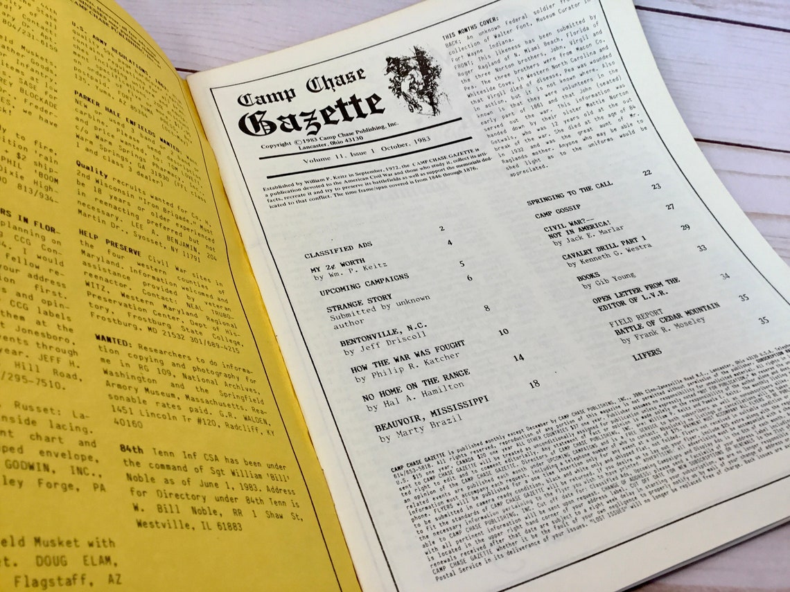 Camp Chase Gazette 1983, October & December Issues - Etsy