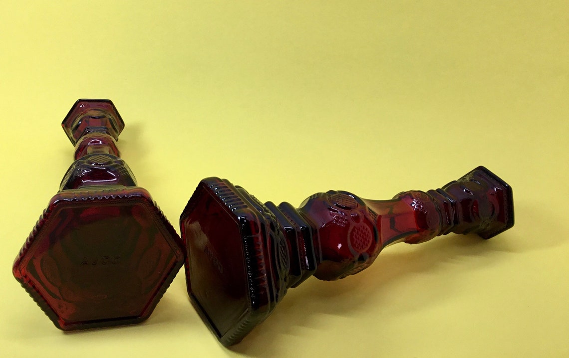 1975 AVON Cape Cod Collection Ruby Red Pair of Candlestick - Etsy