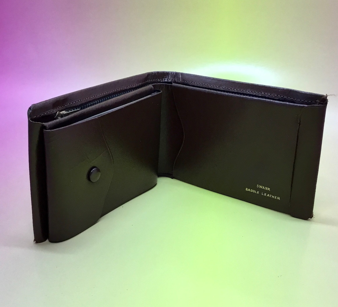 SWANK Saddle Leather Brown Wallet Mid Century Vintage - Etsy