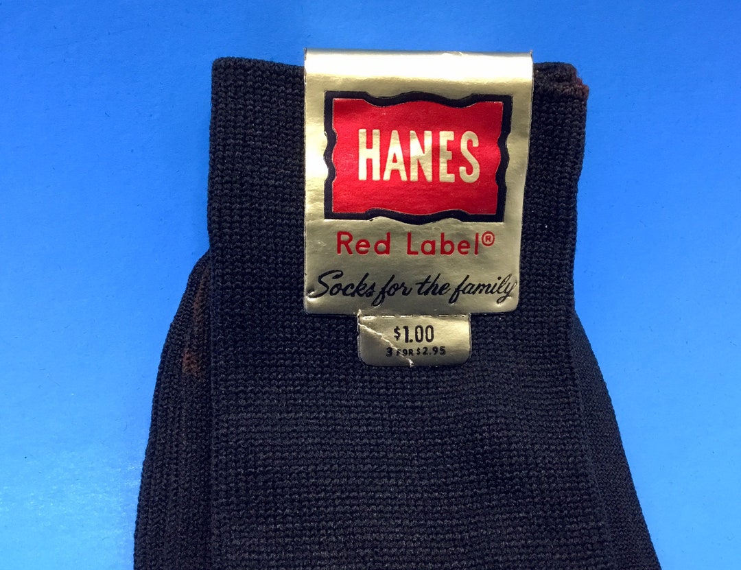 HANES Red Label Black Socks socks for the Family Mid Century Vintage - Etsy
