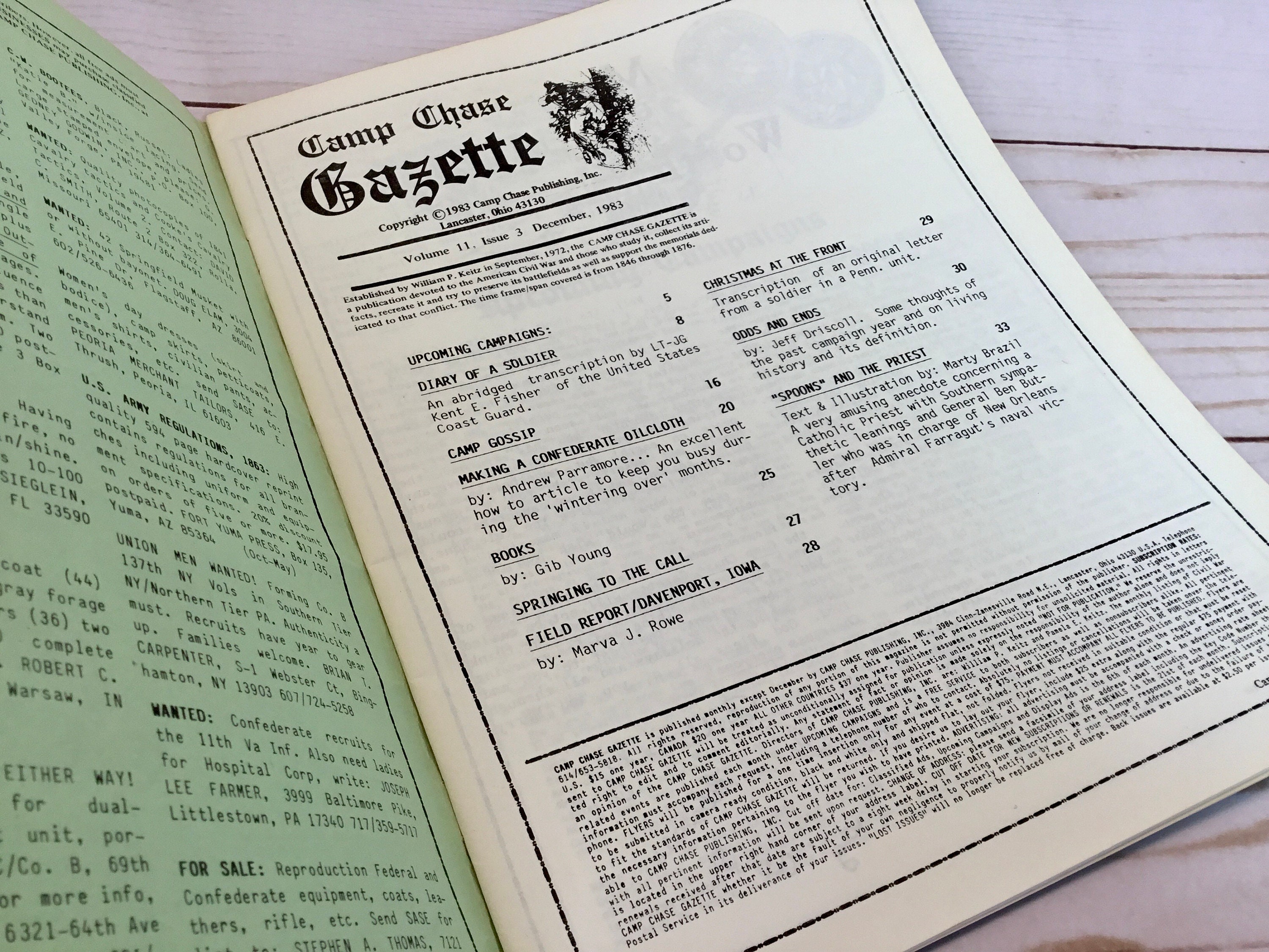 Camp Chase Gazette 1983, October & December Issues - Etsy
