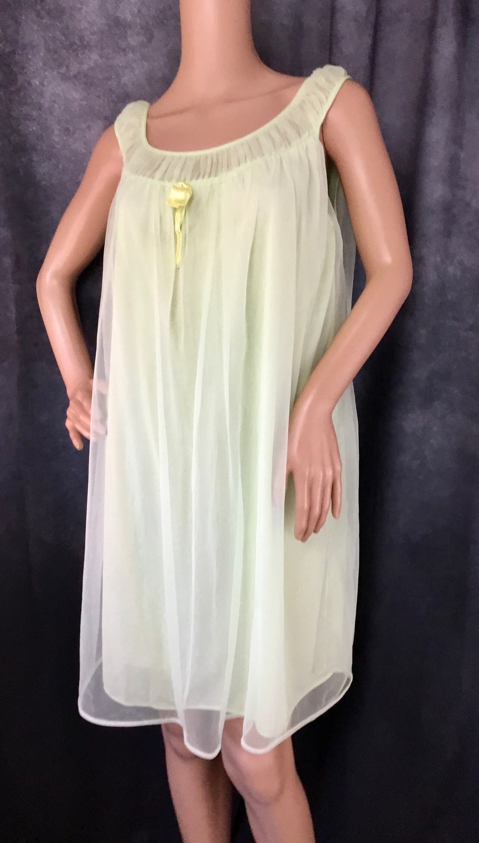 Seafoam Green Sheer Nylon Babydoll Style Vintage Neglige - Etsy