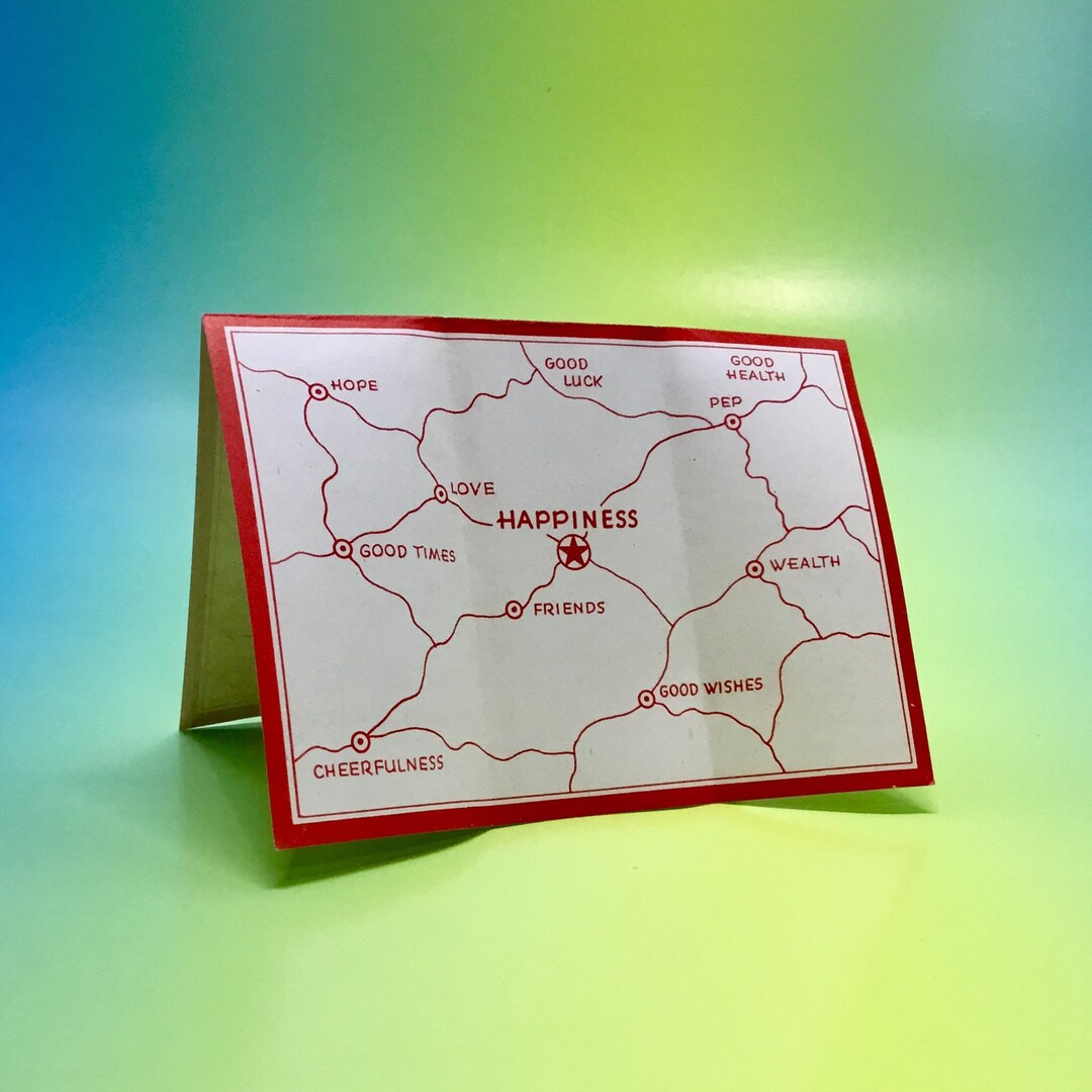 Mini Map to Happiness Vintage - Etsy